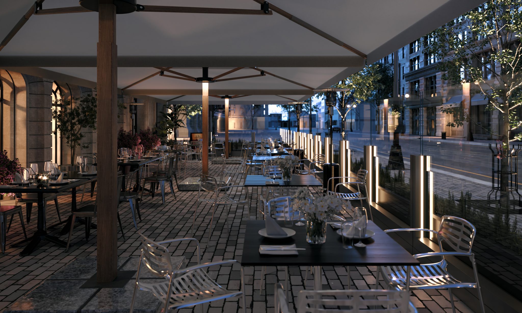 Motorised glass wind breakers – Shade-Space